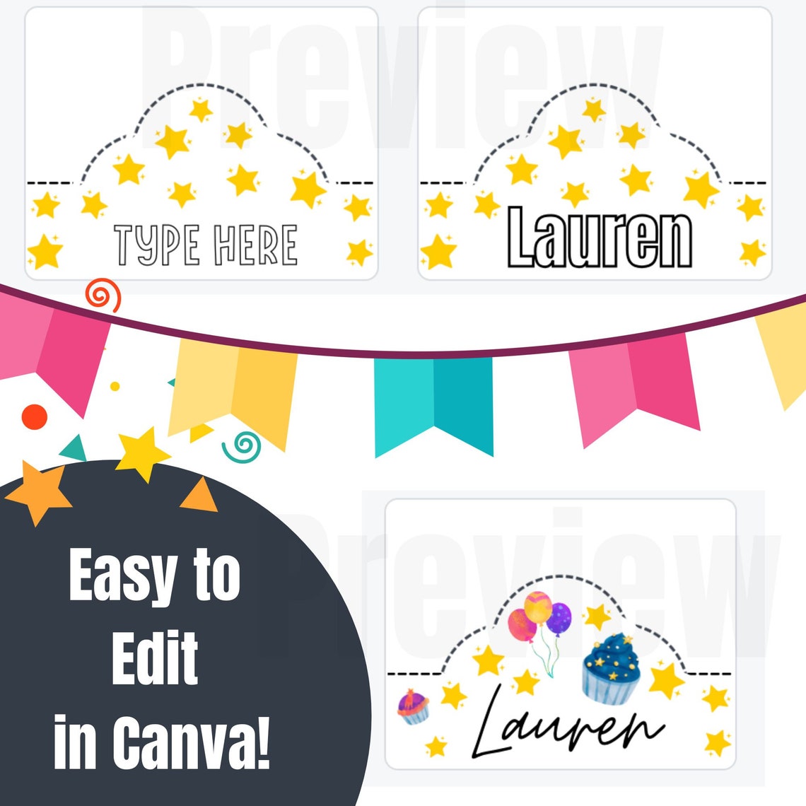 Editable Kids Crowns on Canva for a Kids Birthday Party or Star Student ...
