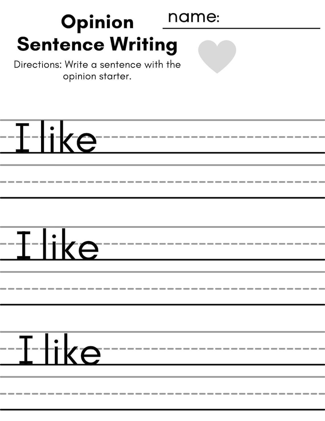 Kids Sentence Writing Worksheets for Teachers With Opinion Writing ...