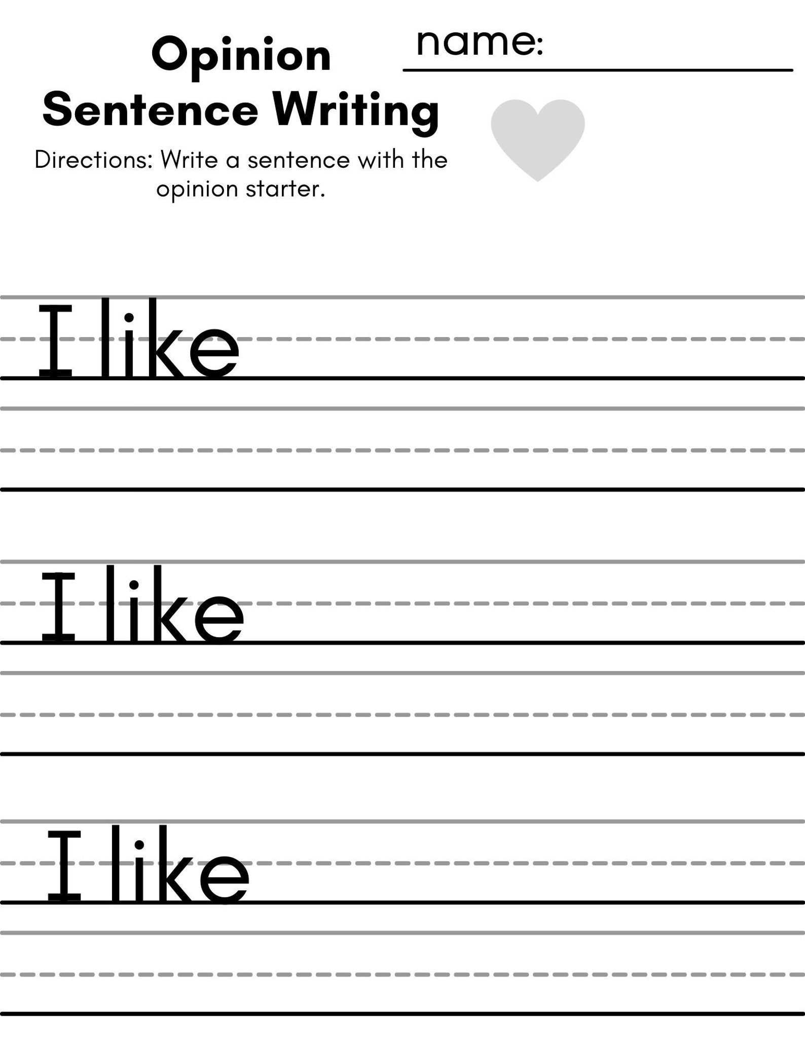 Kids Sentence Writing Worksheets for Teachers With Opinion Writing ...