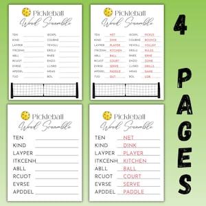 Fun Pickleball Game Mega Bundle With Pickleball Crossword Puzzle, Word ...