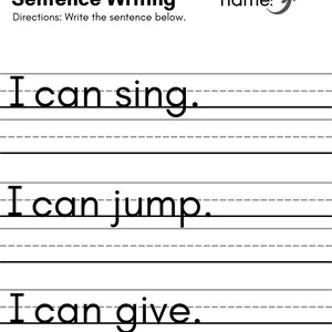 Printable Sentence Worksheets, Affirmation Sentences for K-2nd ELA ...