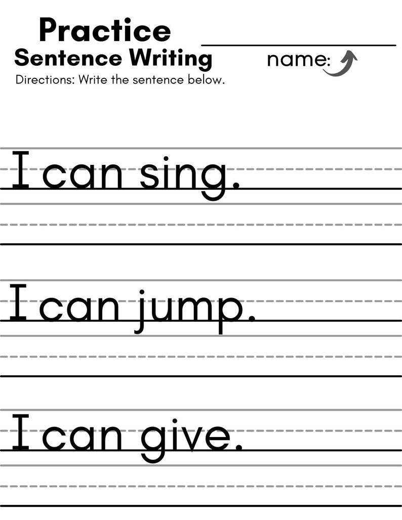 Printable Sentence Worksheets, Affirmation Sentences for K-2nd ELA ...