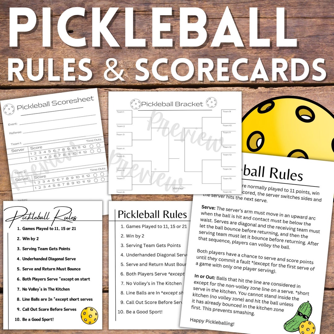 Pickleball Rule Poster and Pickleball Scoresheet Bundle With Brackets ...