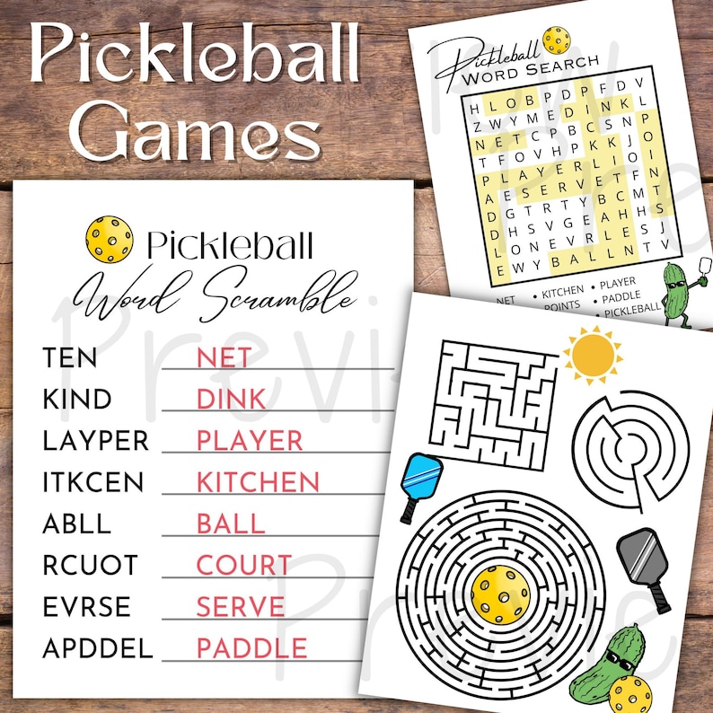 Fun Pickleball Game Mega Bundle With Pickleball Crossword Puzzle, Word ...
