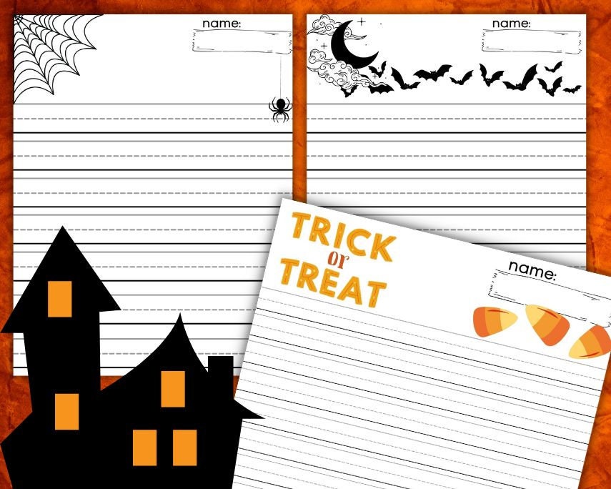 Halloween Paper With Levels of Lined Writing Paper With Spooky - Etsy