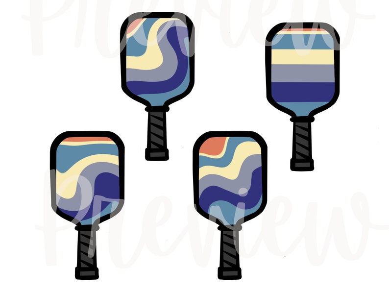 Digital Paddles for Pickleball Clip Art in Rainbow Colors & Black ...