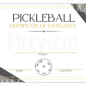 Pickleball Award Certificate of Excellence: A Fancy Award Style With ...