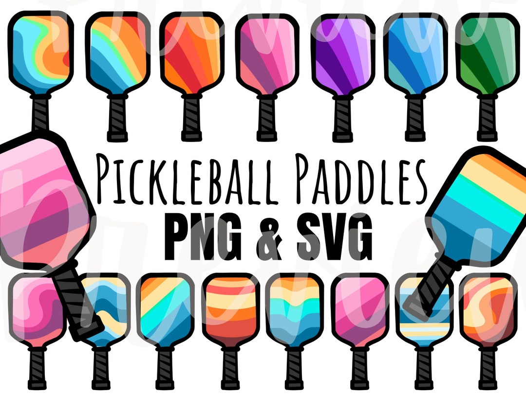 Paddles for Pickleball Clip Art PNG Files in Rainbow Colors and SVG ...