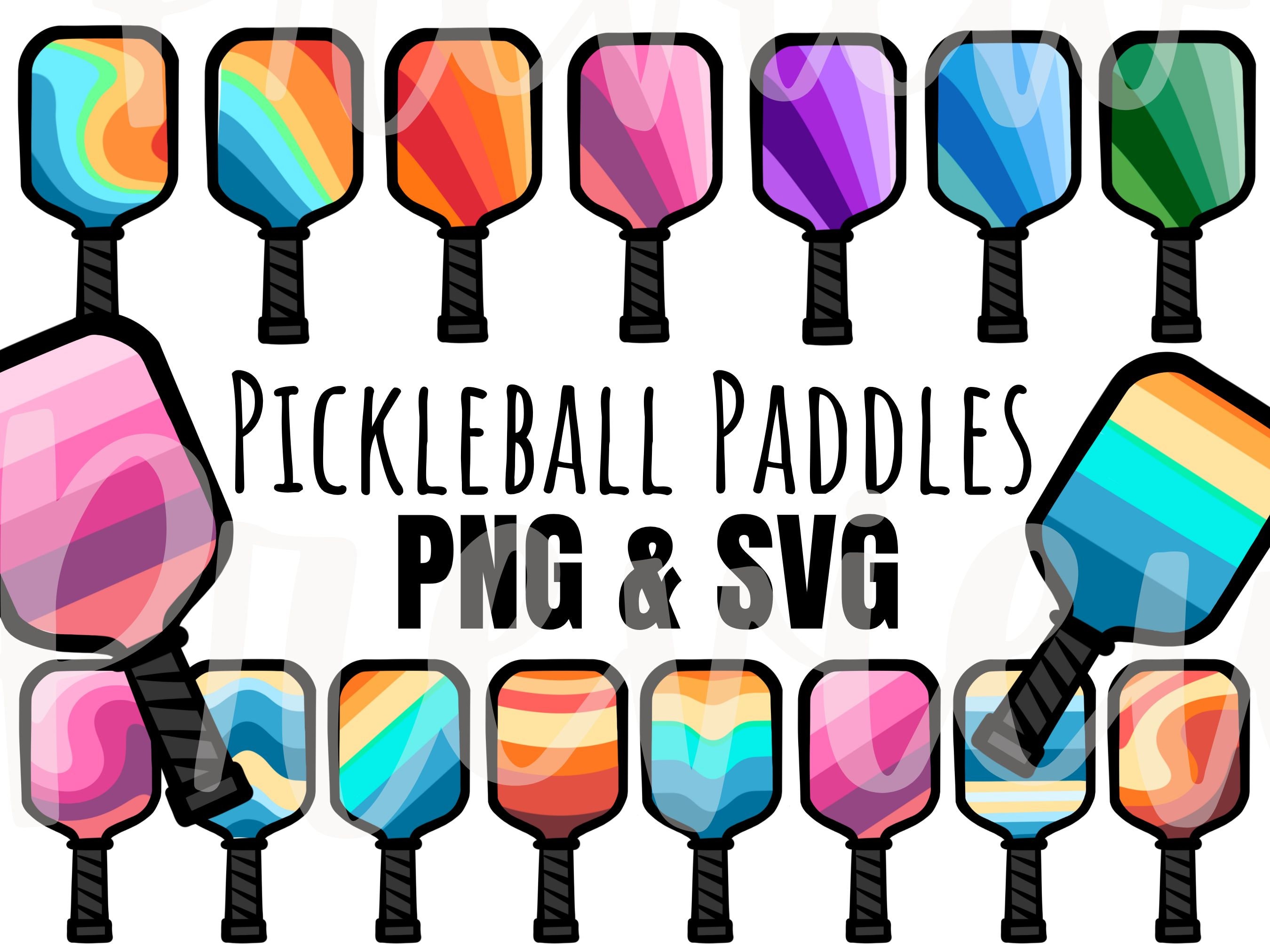 Paddles for Pickleball Clip Art PNG Files in Rainbow Colors and SVG ...