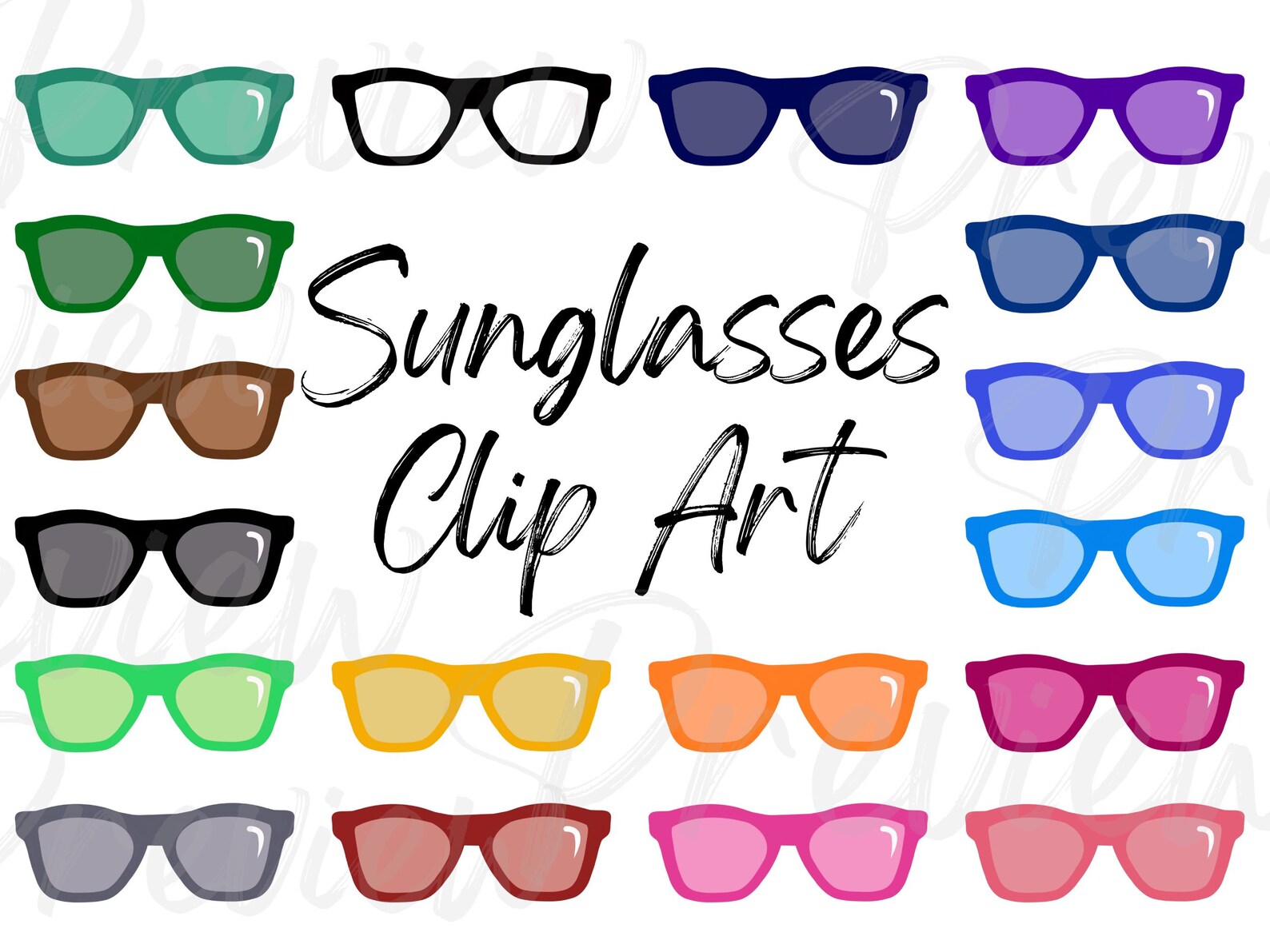 Rainbow Sunglasses Clip Art in 20 Colors for Summer Beach Creations - Etsy