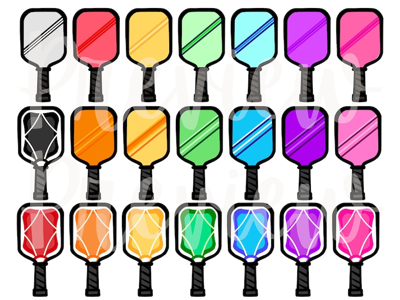 Rainbow Pickleball Clip Art Mega Bundle for Commercial Use - Paddles ...