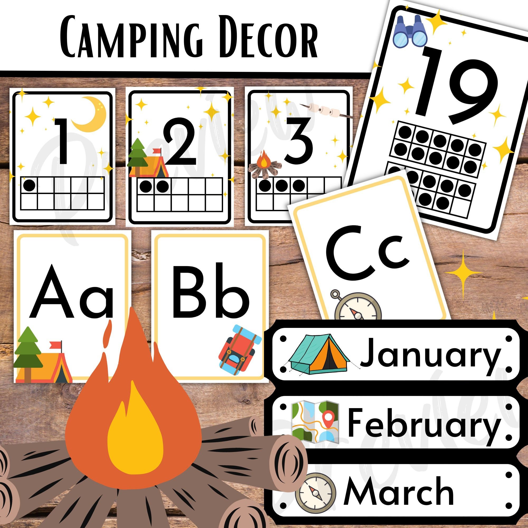 Camping Classroom Decor With Camp Number Posters and Camping Alphabet ...