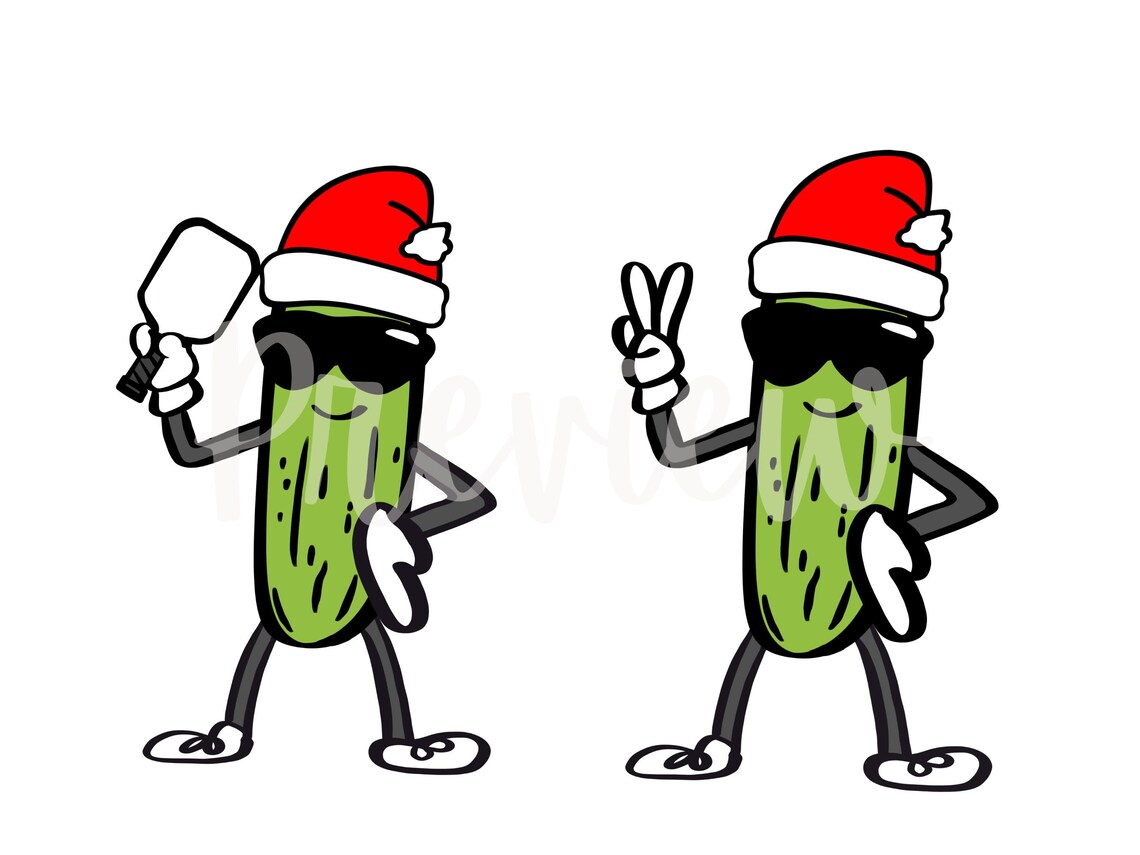 Pickle Art With a Peace Sign, Pickleball Paddle and Santa Hat for Fun ...