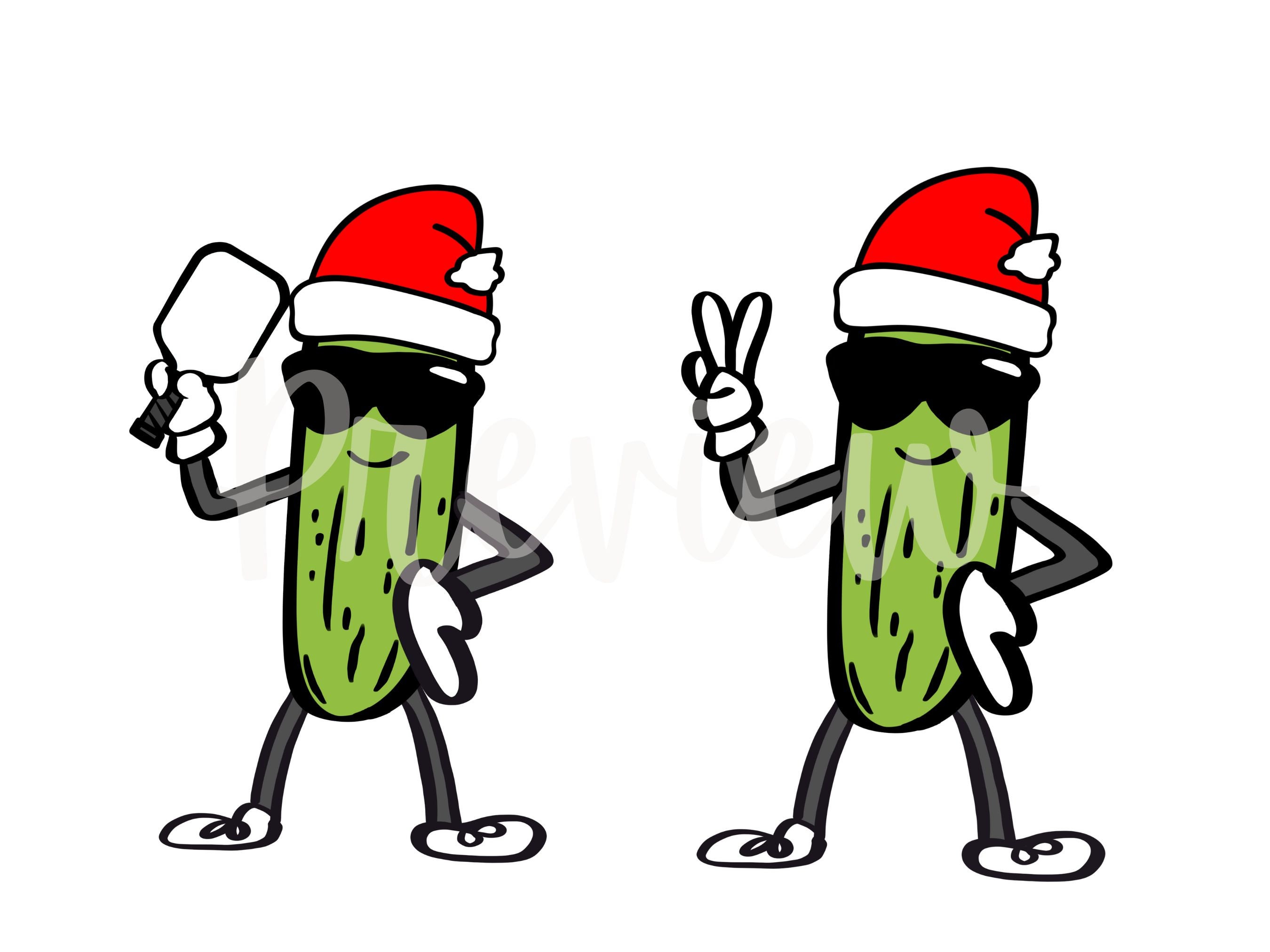 Pickle Art With a Peace Sign, Pickleball Paddle and Santa Hat for Fun ...