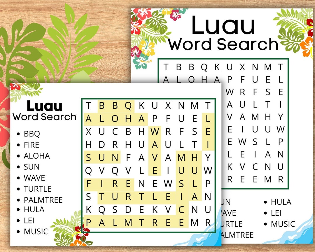 Printable Aloha Word Search Game With Colorful Beach Images for a ...