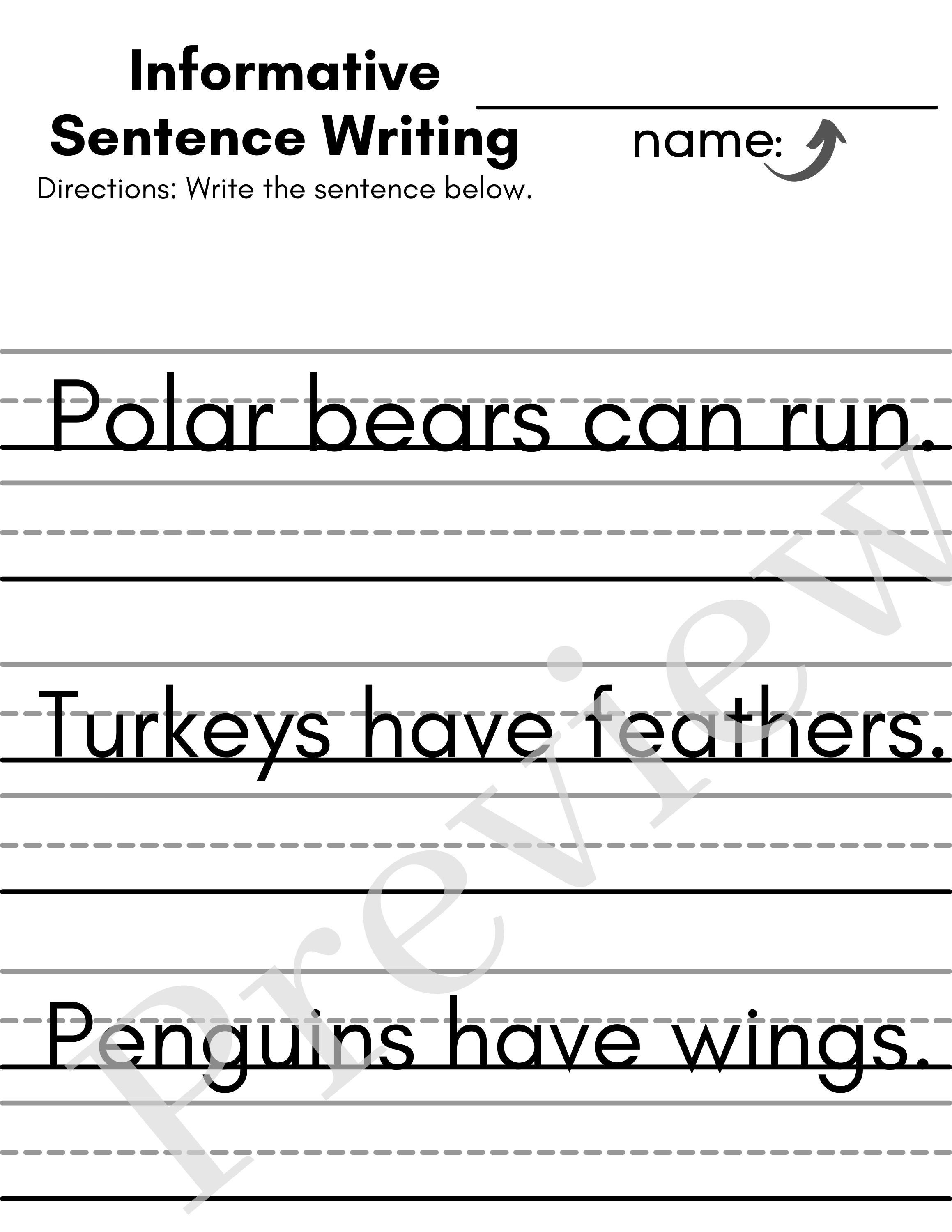 Writing Worksheets for Primary Grades TK, Kindergarten, First Grade for ...