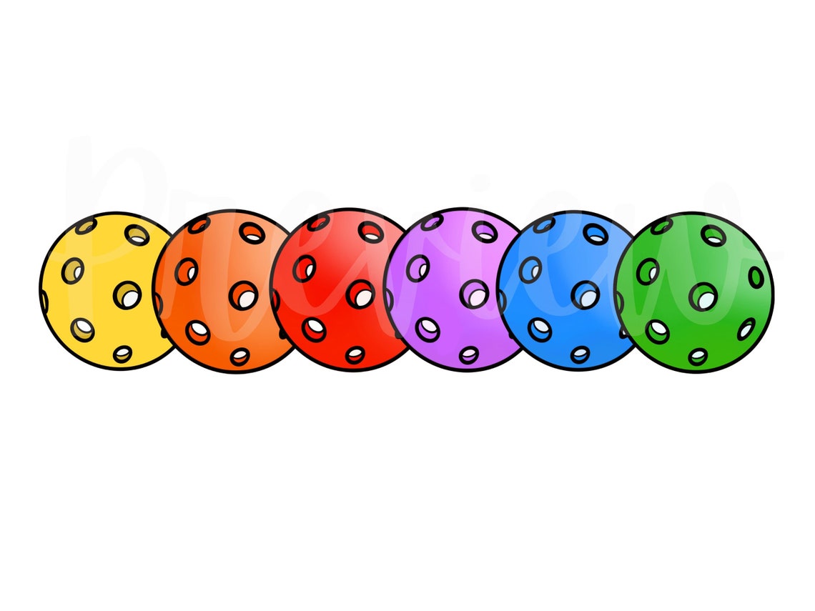 Pickleball Rainbows and Line Patterns Ball Clip Art With Rainbow Arches ...