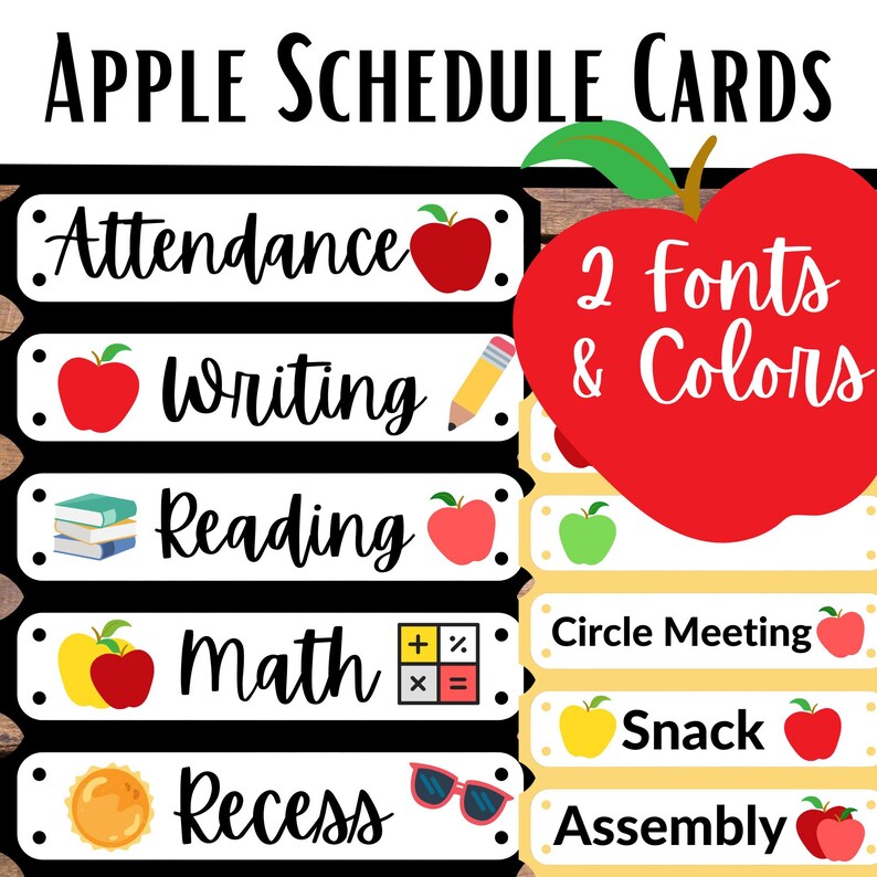 Apple Days of the Week and Apple Classroom Decor for Bulletin - Etsy