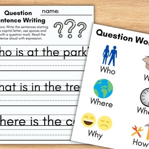 Printable Handwriting Worksheets With Question Sentences and Who, What ...