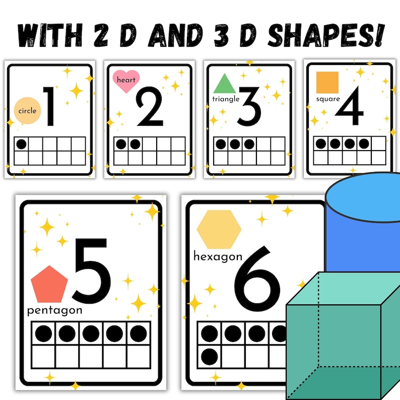 Shape Number Posters With Ten Frames and Counting Dots for Teachers ...