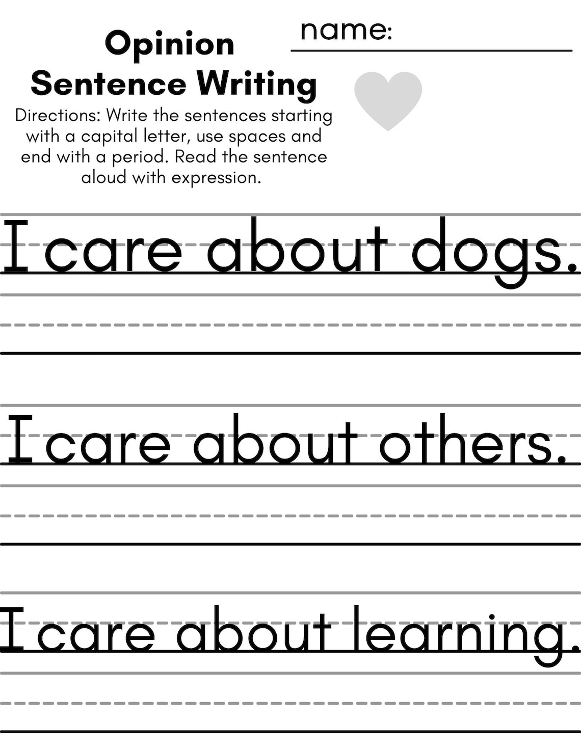 Kids Sentence Writing Worksheets for Teachers With Opinion Writing ...