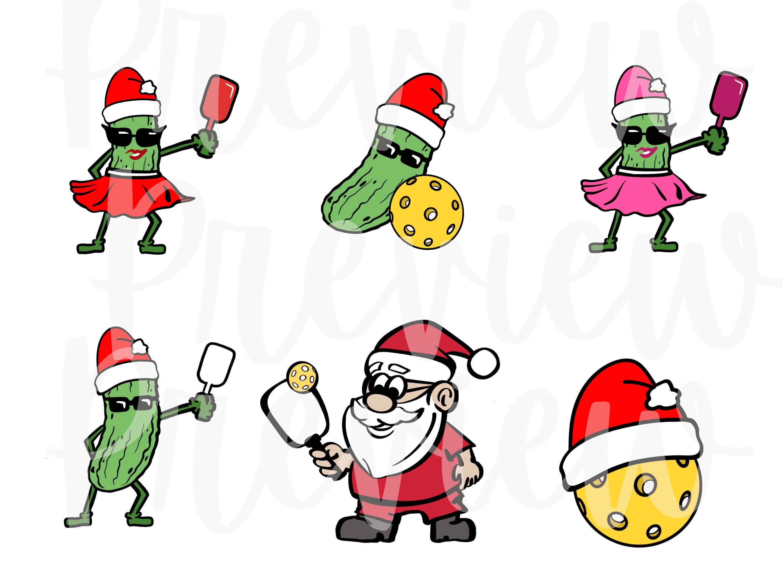Christmas Pickleball Clip Art for Holiday Designs With Pickle Player in ...