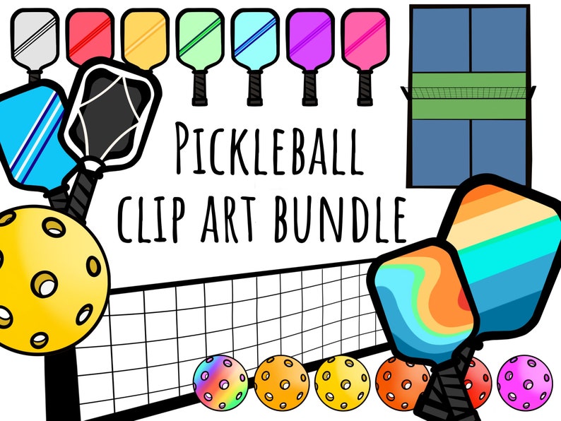 Clip Art Bundle of Pickleball Designs for Commercial Use Pickle Ball ...