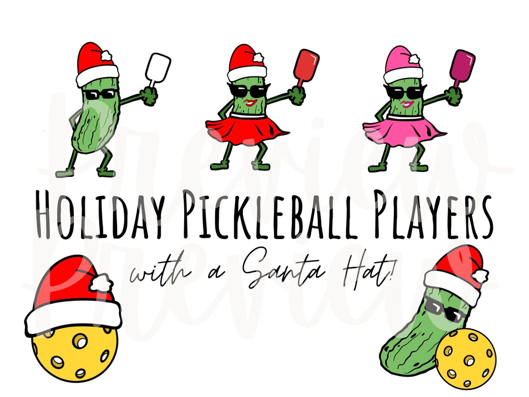 Pickleball Player Pickle With a Santa Hat for Commercial Use PNG Files ...