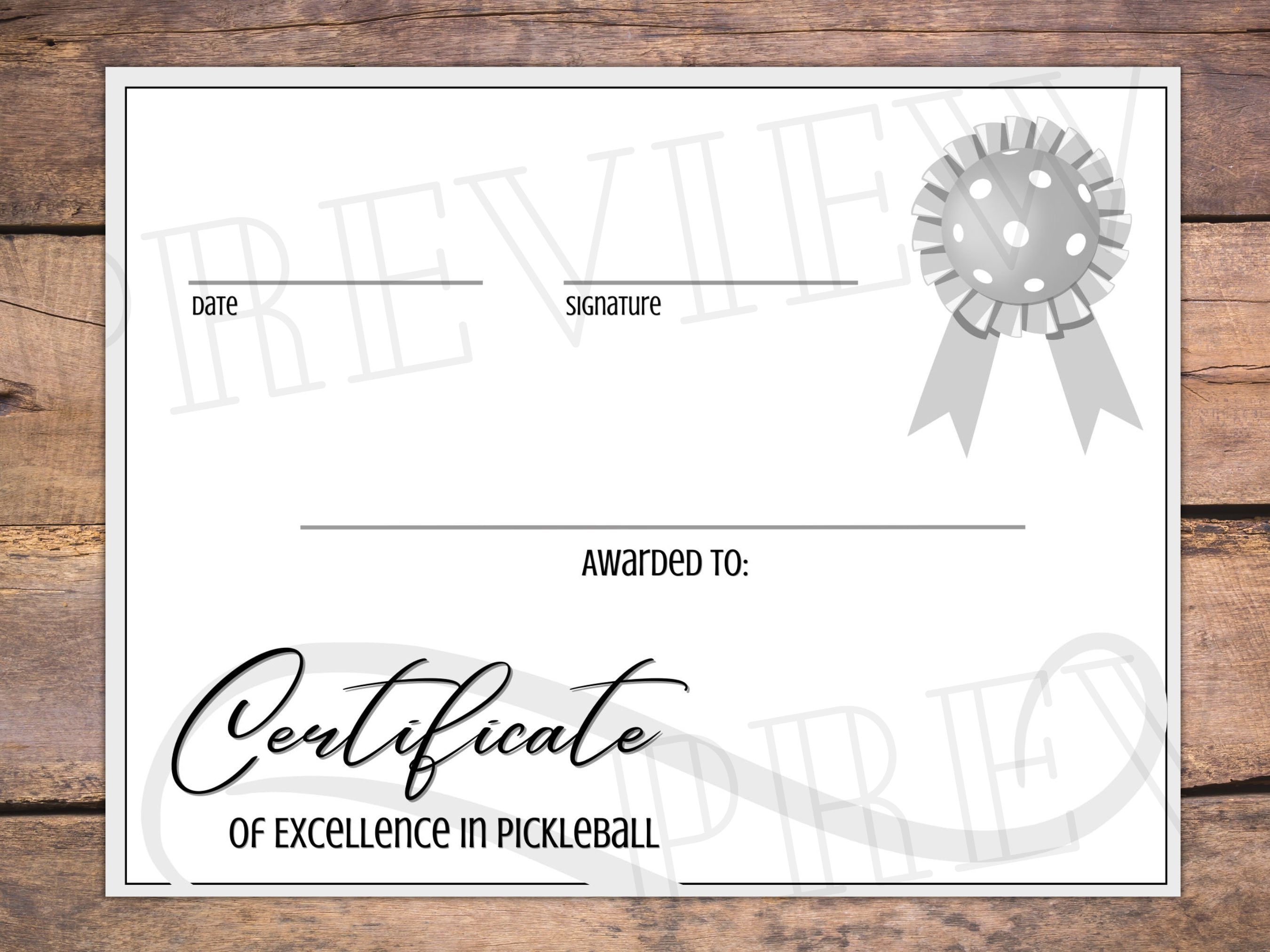 Fancy Pickleball Certificate of Excellence for Games or Pickleball ...