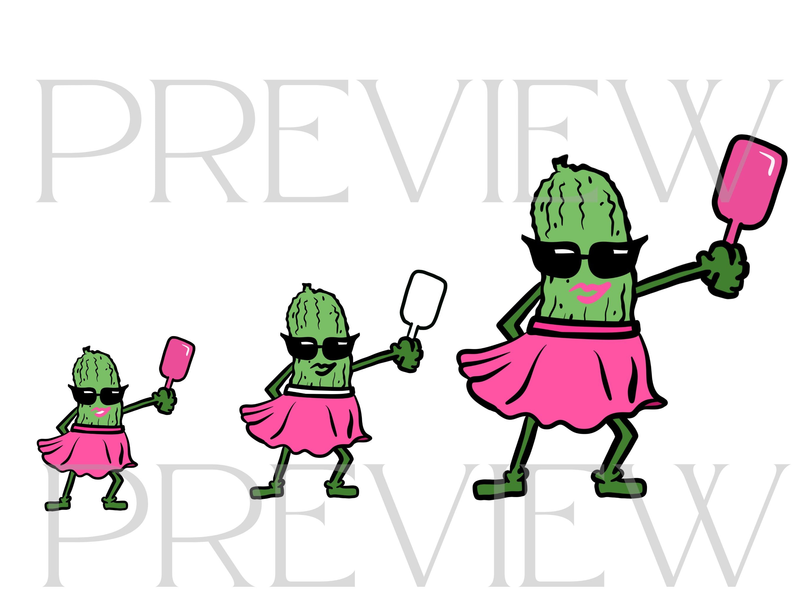 Pickle Playing Pickleball Clip Art Pack With Feminine Pickle Player in ...