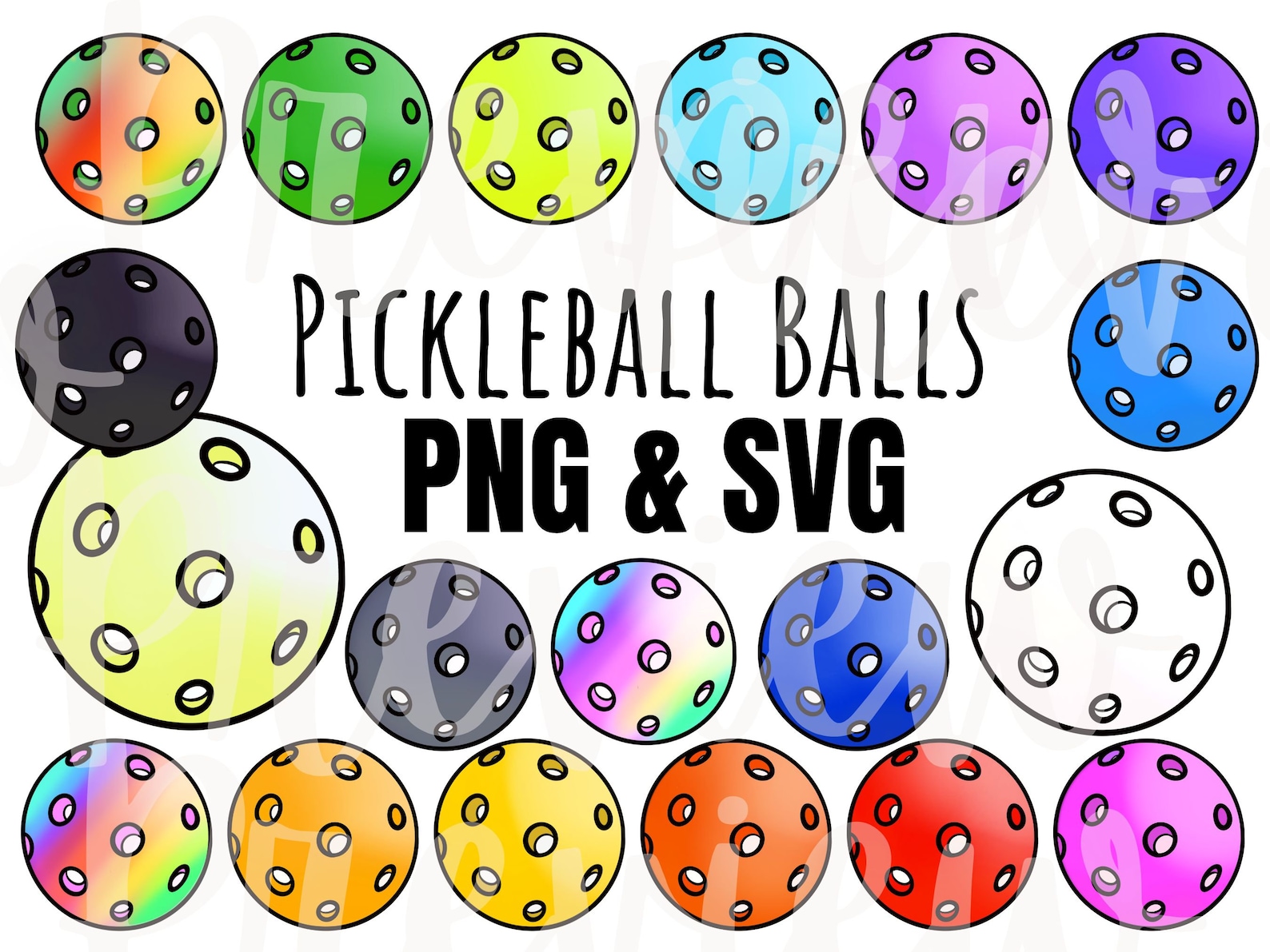 Pickleball Balls Clip Art PNG and SVG Files for Commercial Use in a ...