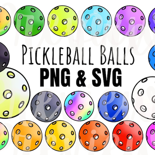 Pickleball Clip Art Pickle Ball Paddles and Balls in Rainbow - Etsy