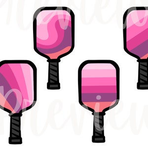 Pickleball Clip Art Pickle Ball Paddles and Balls in Rainbow Colors and ...
