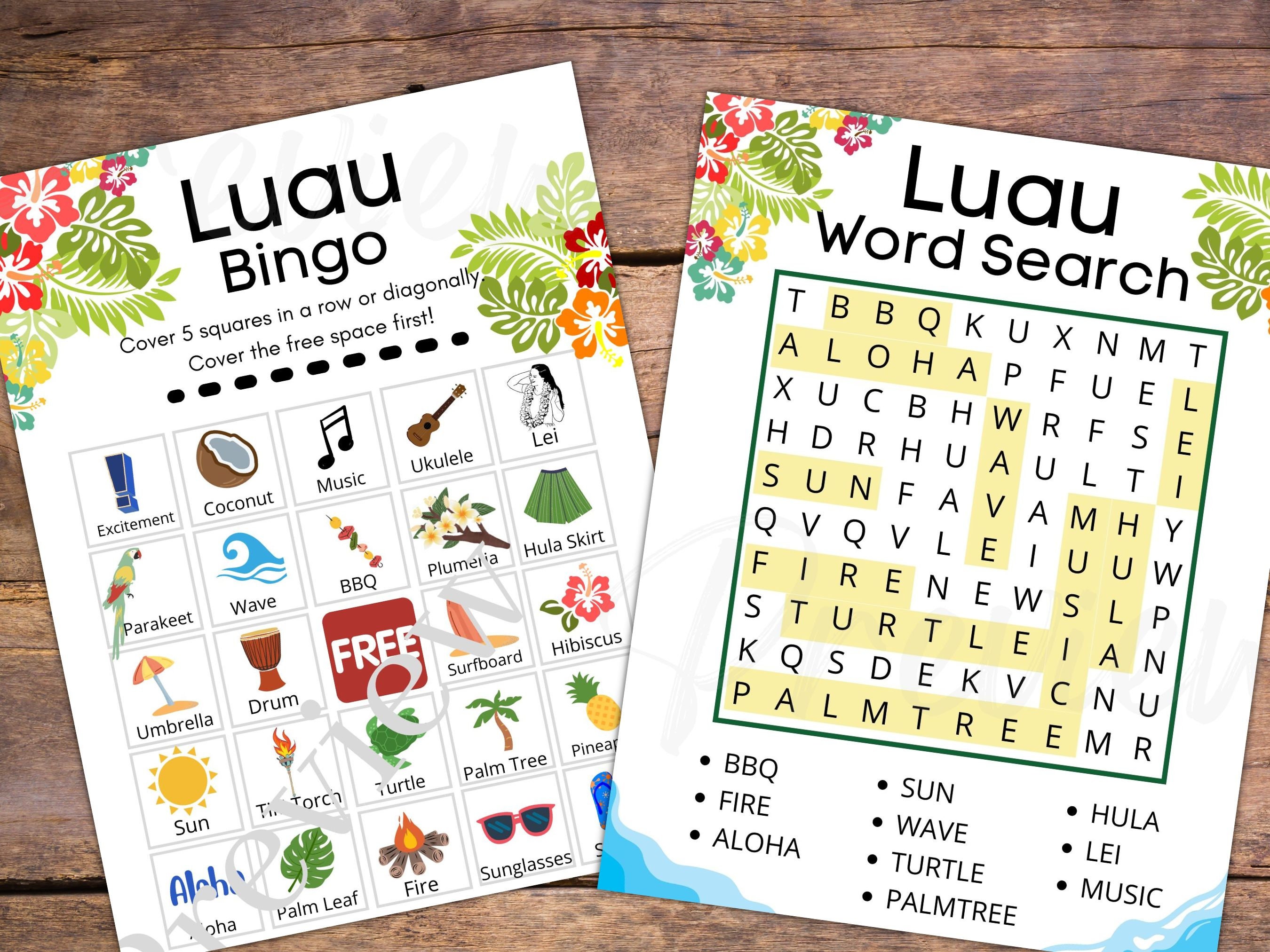 Printable Luau Games and Activities With Colorful Beach Images for a ...