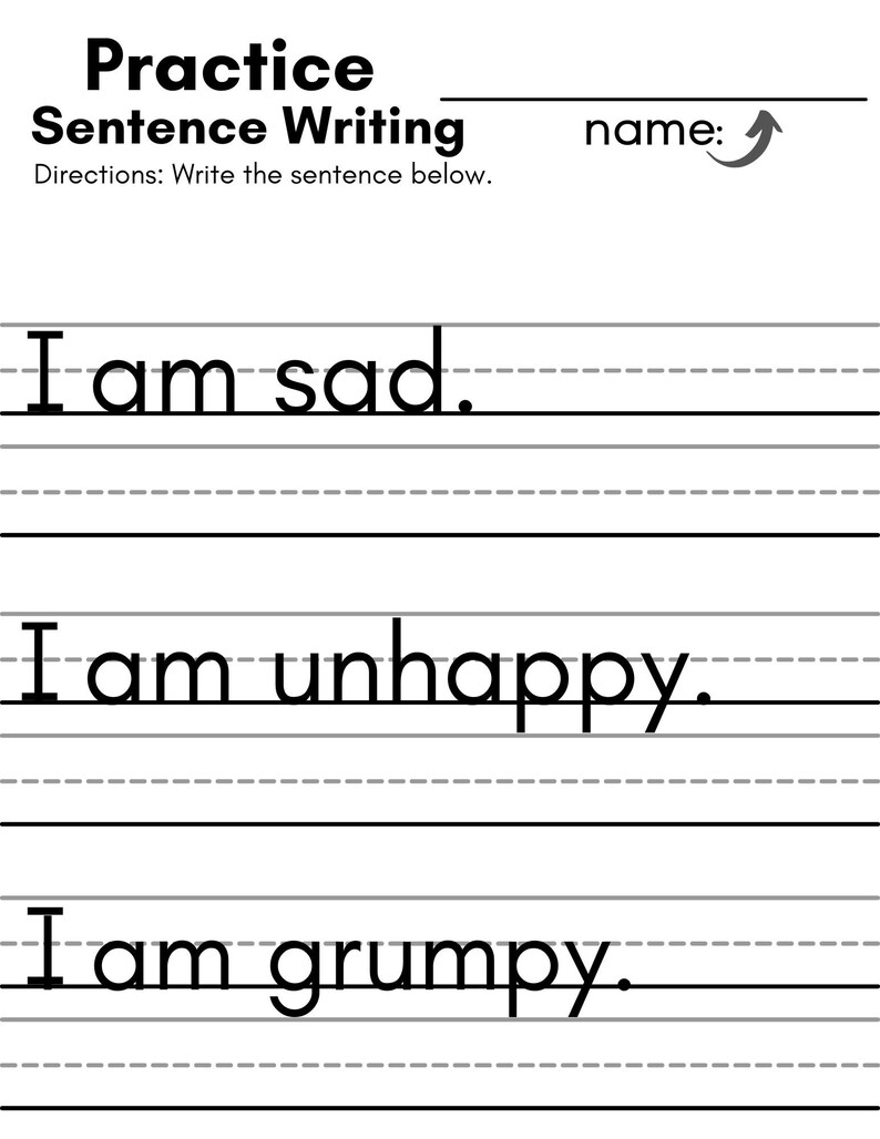 Kids Writing Practice Writing Journal for Feelings With Emotion Posters ...