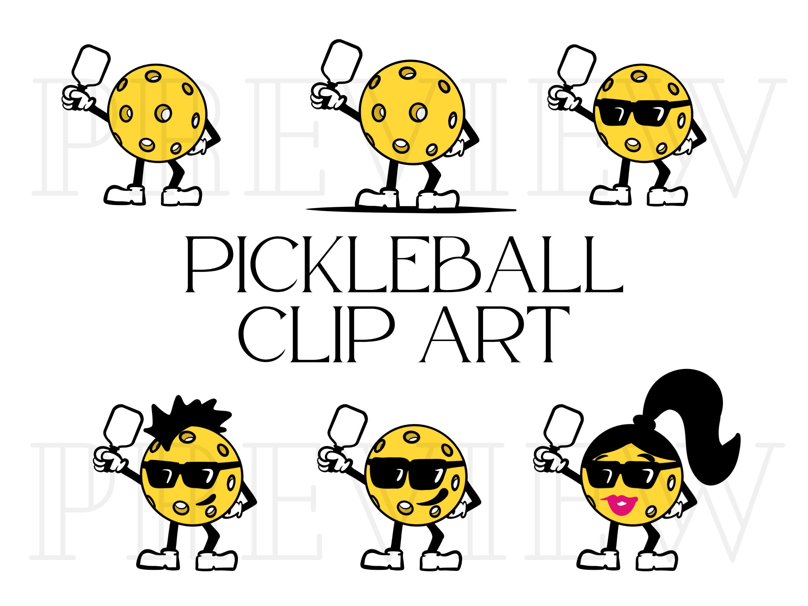 Funny Pickleball Clip Art for Commercial Use PNG Files Yellow ...