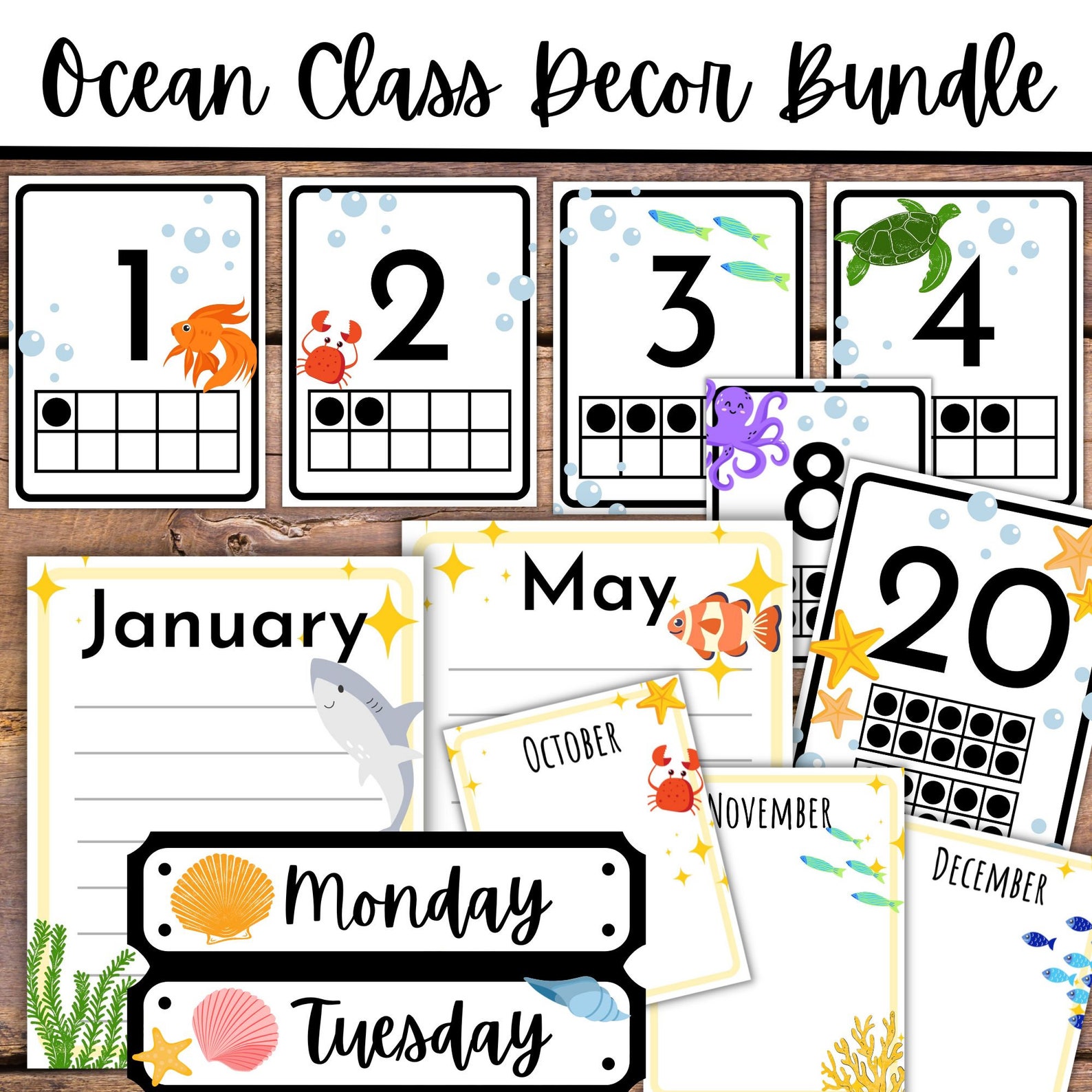 Under the Sea Ocean Classroom Decor With Days of the Week Ocean Number ...