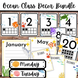 Under the Sea Ocean Classroom Decor With Days of the Week Ocean Number ...