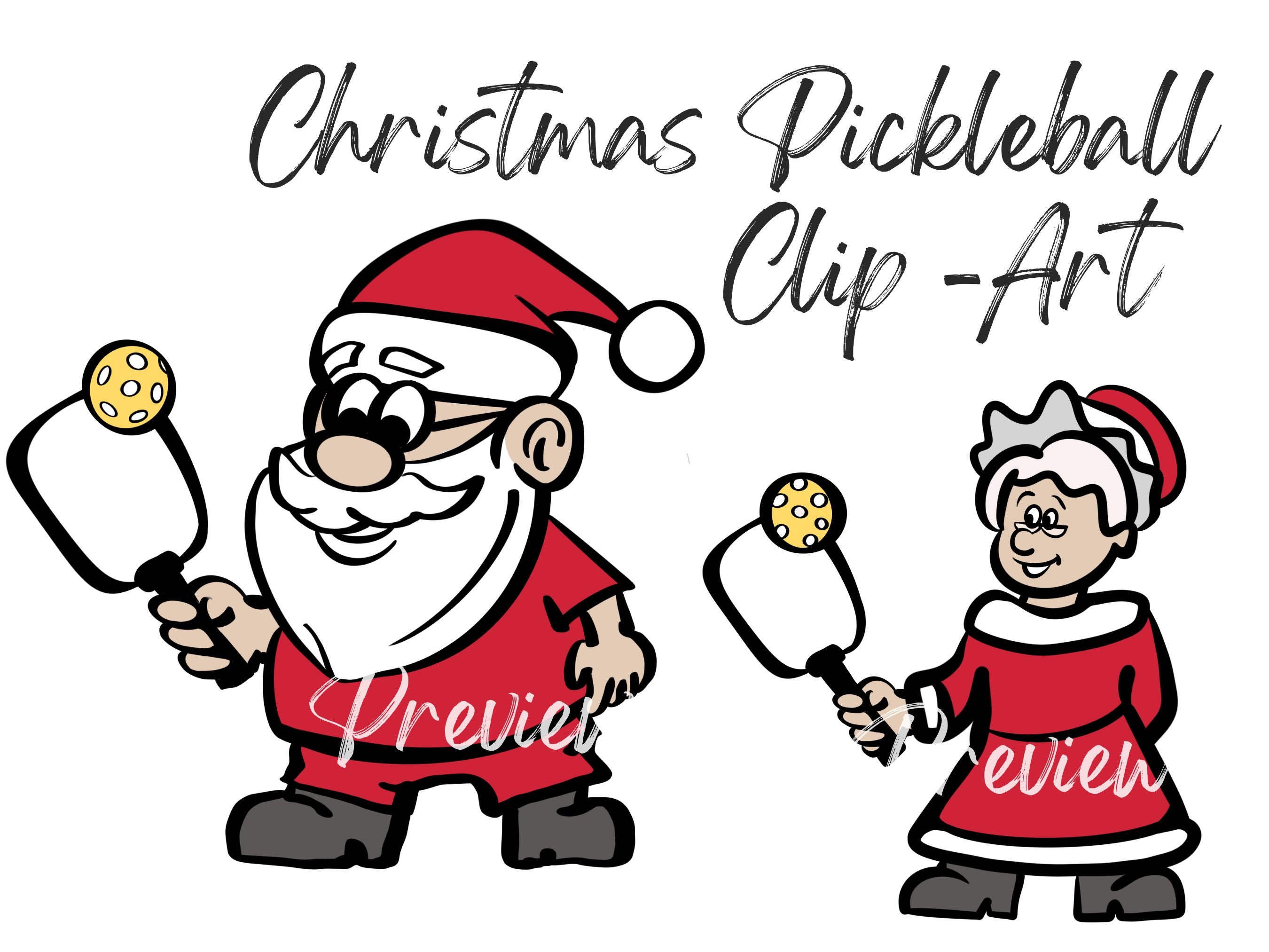 Christmas Pickleball Clip Art of Santa and Ms. Clause Playing ...