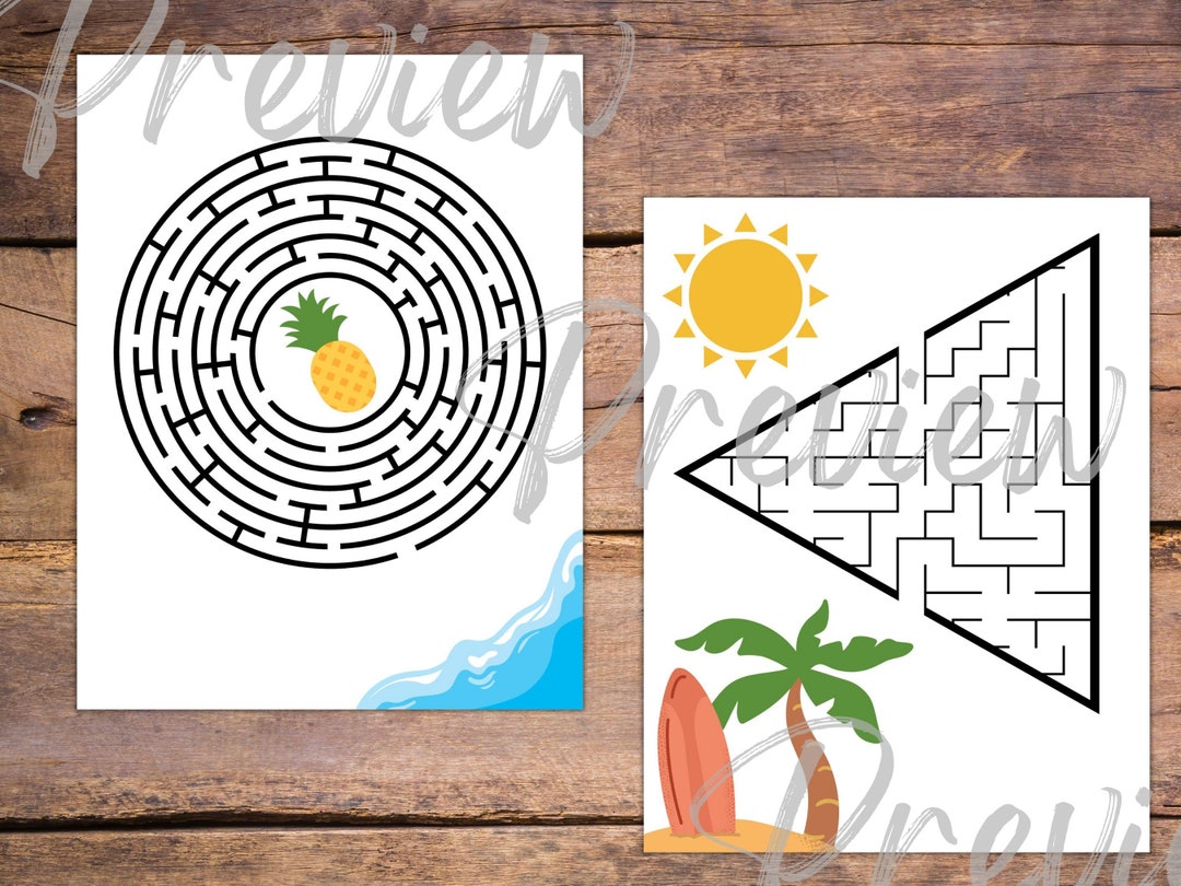 Summer Maze Puzzle for Kids With Colorful Ocean and Luau Themed Images ...