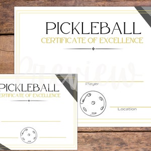 Pickleball Award Certificate of Excellence: A Fancy Award Style With ...