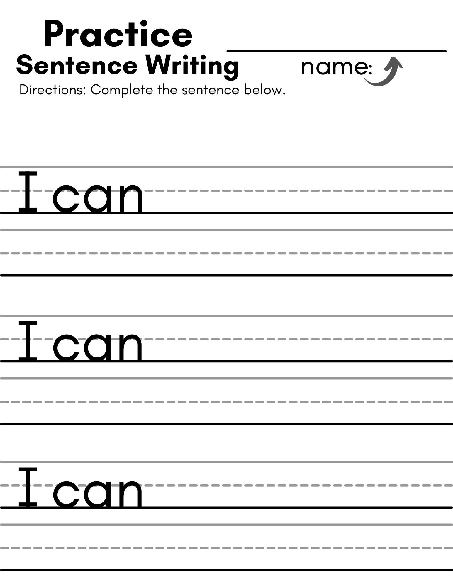 Printable Sentence Worksheets, Affirmation Sentences for K-2nd ELA ...