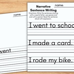 Printable Writing Worksheets With Narrative Sentences I Went I Had I ...