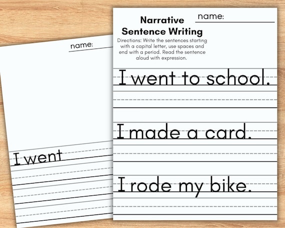 Printable Writing Worksheets With Narrative Sentences I Went I - Etsy
