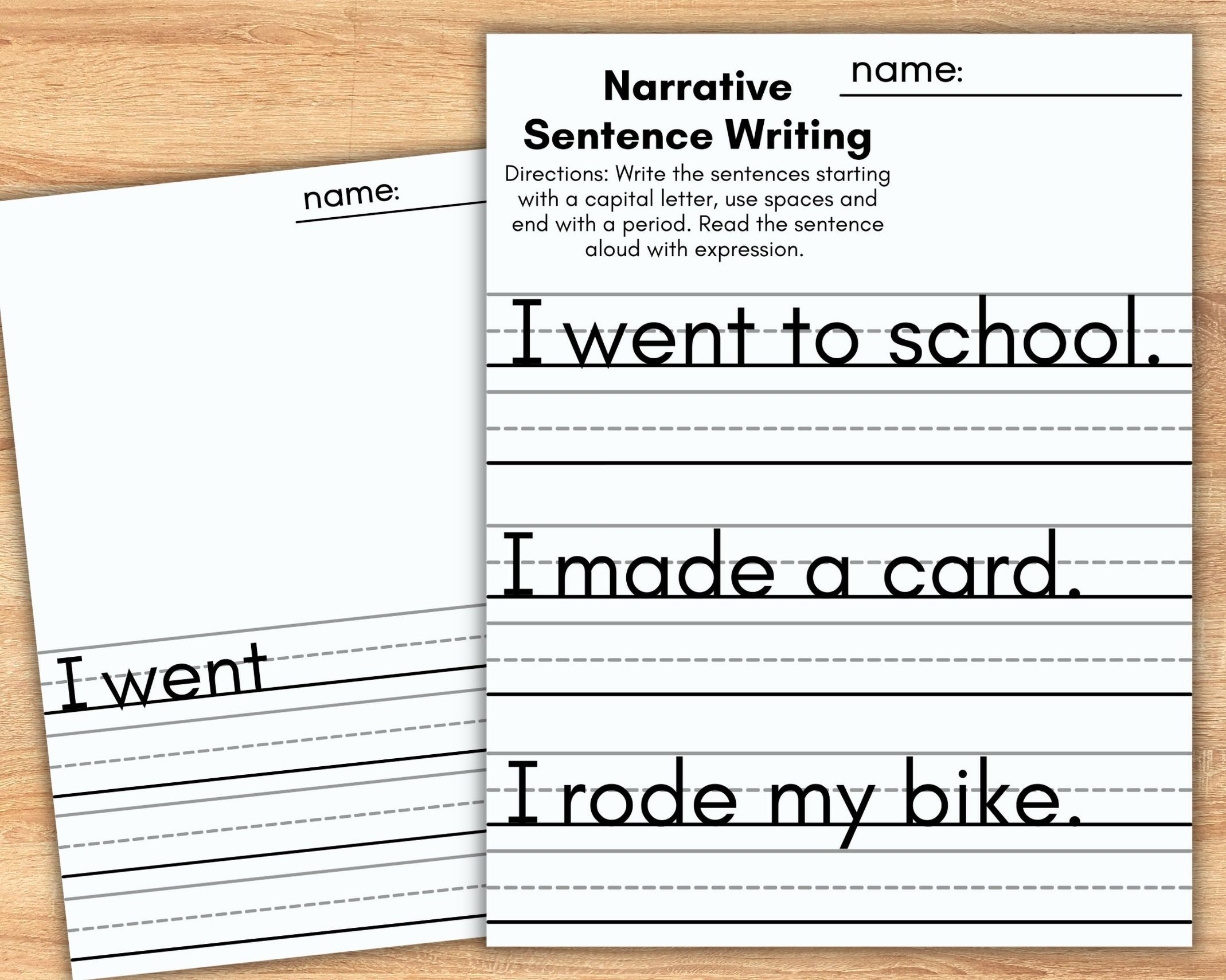 Printable Writing Worksheets With Narrative Sentences I Went I Had I ...