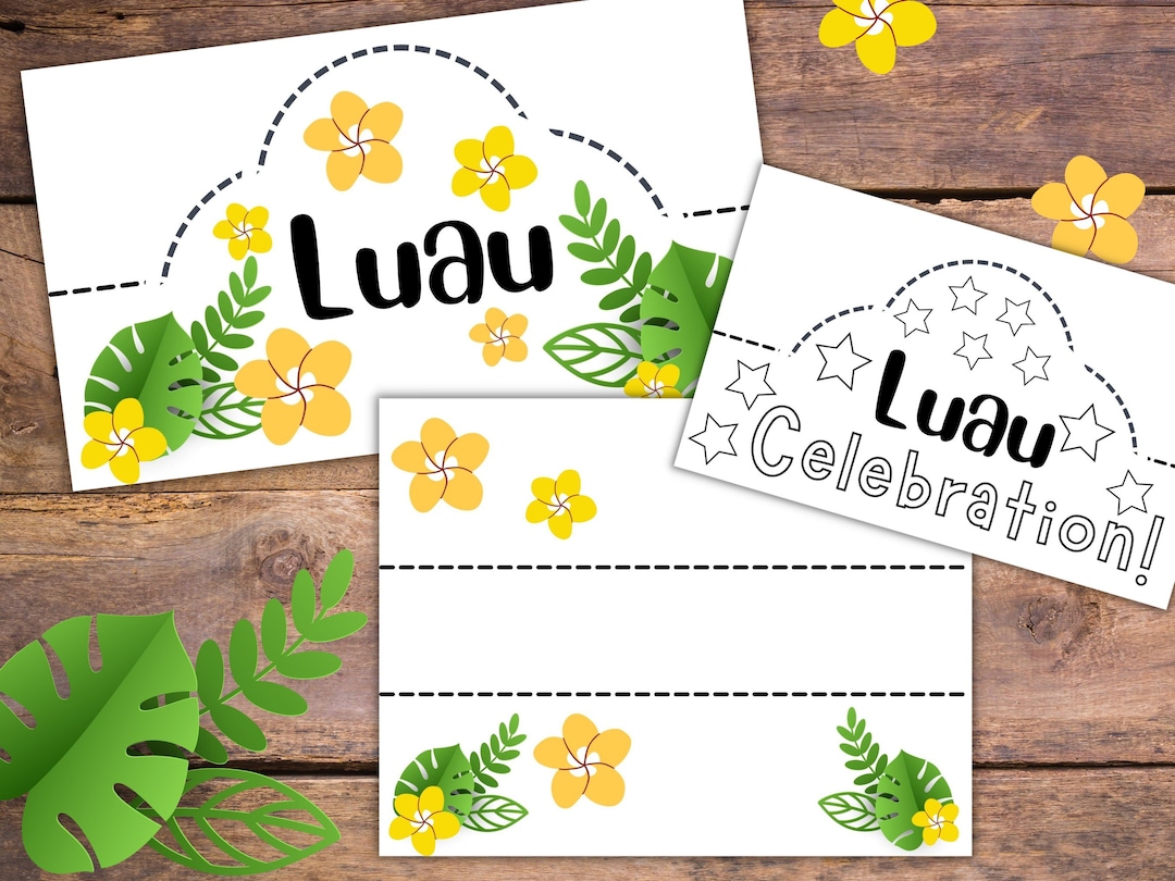 Luau Party Crowns in Color and Colorable Cut Outs Digital Download for ...