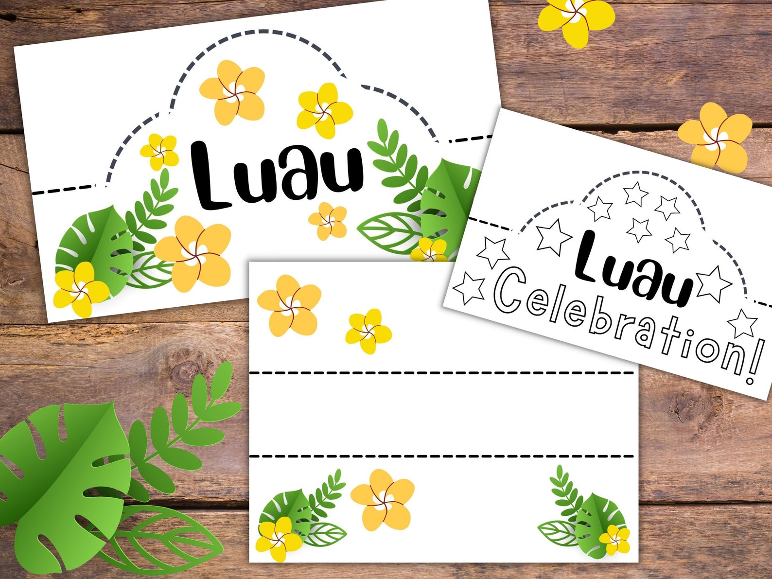Luau Party Crowns in Color and Colorable Cut Outs Digital Download for ...