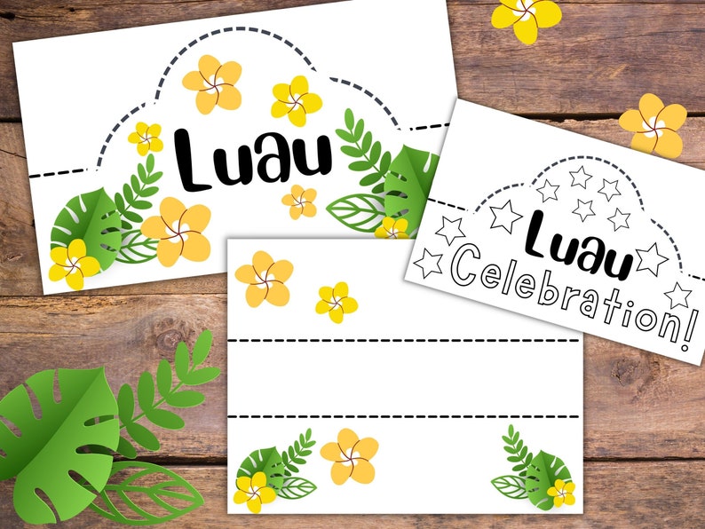 Luau Party Crowns in Color and Colorable Cut Outs Digital Download for ...