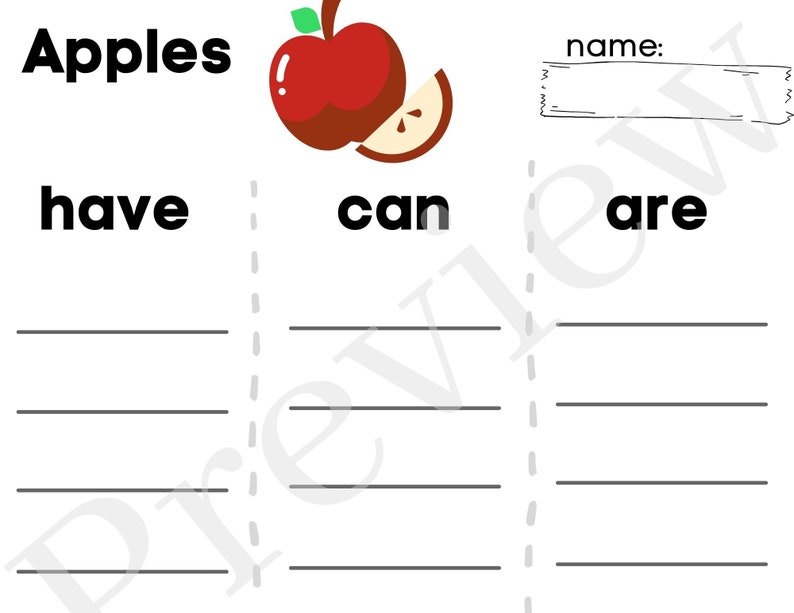 Apple Writing Center With Informative Writing Prompt and Leveled Lined ...