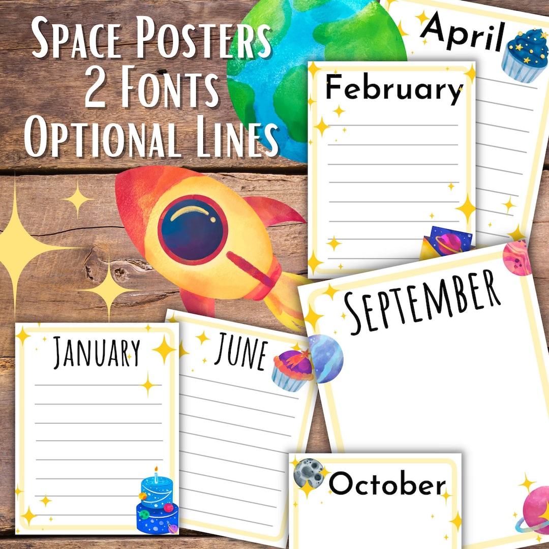 Outer Space Classroom Decor With Month of the Year Posters for Birthday ...